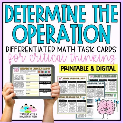 Determine The Operation Task Cards 3rd And 4th Grade Problem Solving