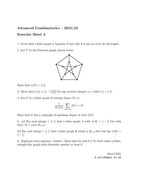 Exercise 4 Questions Advanced Combinatorics 201516 Exercise Sheet 4 1 Prove That A
