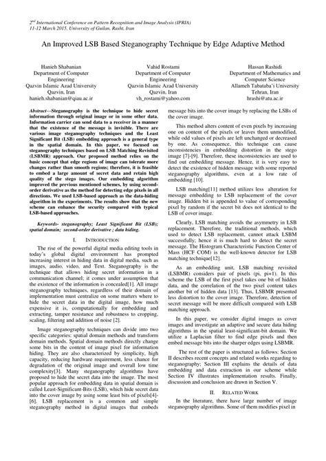 pdf an improved lsb based steganography technique by edge adaptive method
