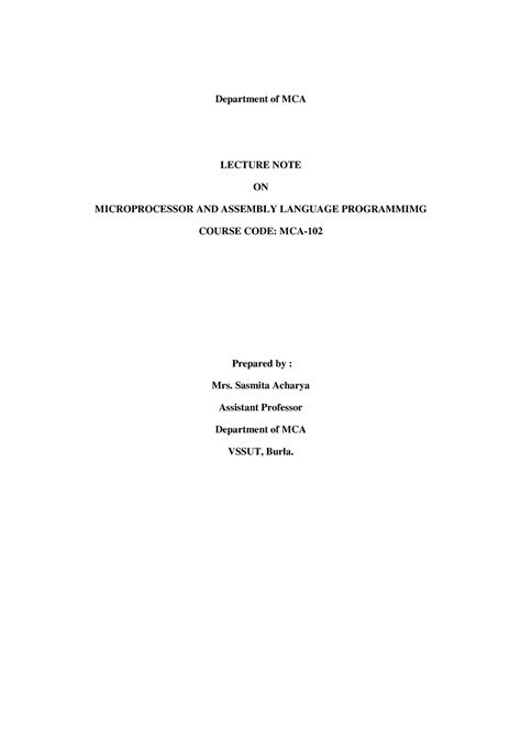 Lecture Noted Microprocessor And Embedded System KTU Studocu