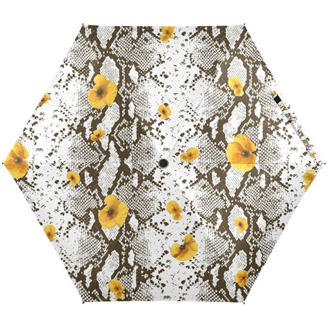Jstel Snake Skin Poppy Flower Python Folding Umbrella For Rain Sun