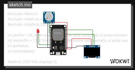 Páctica Oled Y Poten Wokwi Esp32 Stm32 Arduino Simulator