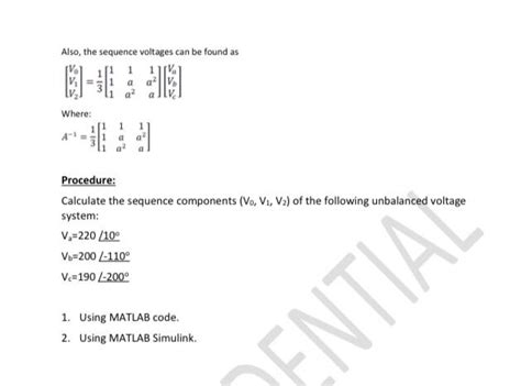 solved also the sequence voltages can be found as 1a allv