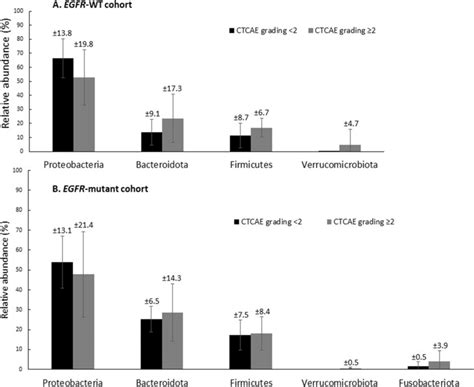 Relative Abundance Of Gut Microbiota Phyla Between Less Severe Ctcae