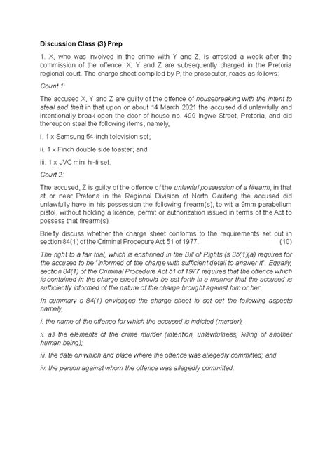 Discussion Class Prep 3 Q Discussion Class 3 Prep X Who Was Involved In The Crime With Y