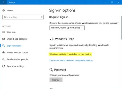 Windows Hello Isn T Available On This Device Fix Windows Hello Problems
