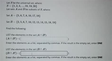 Solved Let S Be The Universal Set Chegg