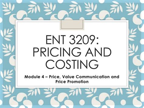 Ent 3209 Pricing And Costing Module 4pptx