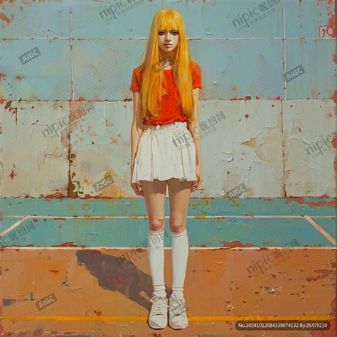 Ai创作图写实人物插画 写实漫画人物 青春类人物素材 Cgi超现实主义 Jk设计 橙色衣服小女孩 街头服饰 蜡像硅胶人 高精女孩原画稿 写实人物设计 八零年代女孩插画 人体全身照练习 T恤短裤