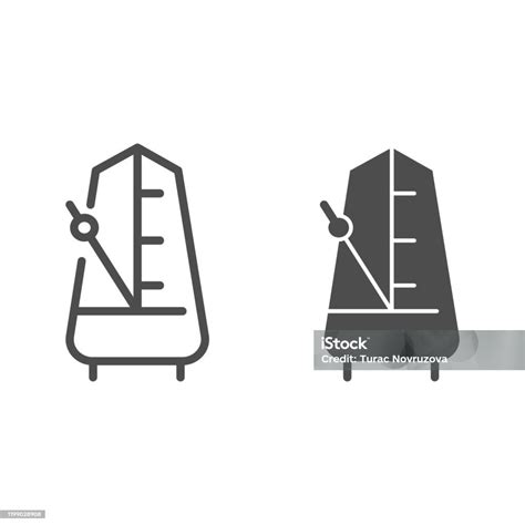 움직이는 진자 라인과 글리프 아이콘 메트로놈 템포 벡터 일러스트는 흰색에 격리 음악 장비 개요 스타일 디자인 웹 및 응용 프로그램을 위해 설계 Eps 10 0명에 대한 스톡