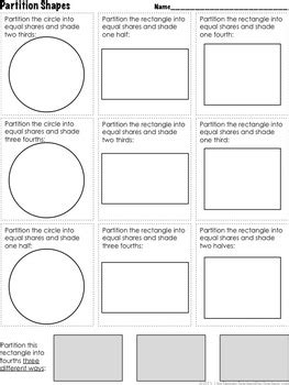 Nd Grade Partition Circles Rectangles Common Core G By Lisa Tarman