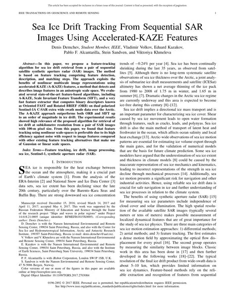 pdf sea ice drift tracking from sequential sar images using