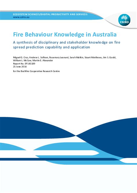 Pdf Fire Behaviour Knowledge In Australia A Synthesis Of