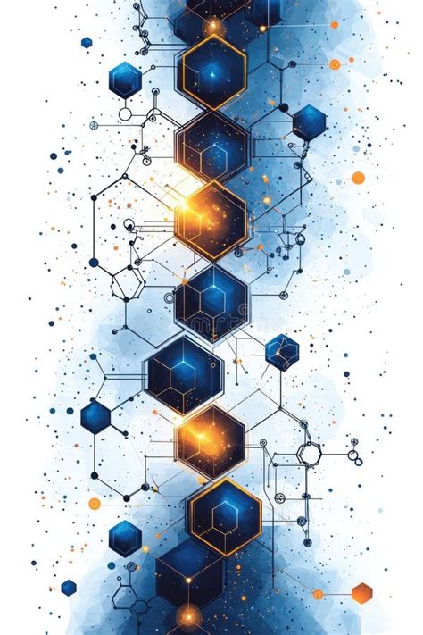 Futuristic Digital Network With Hexagonal Geometric Patterns Stock
