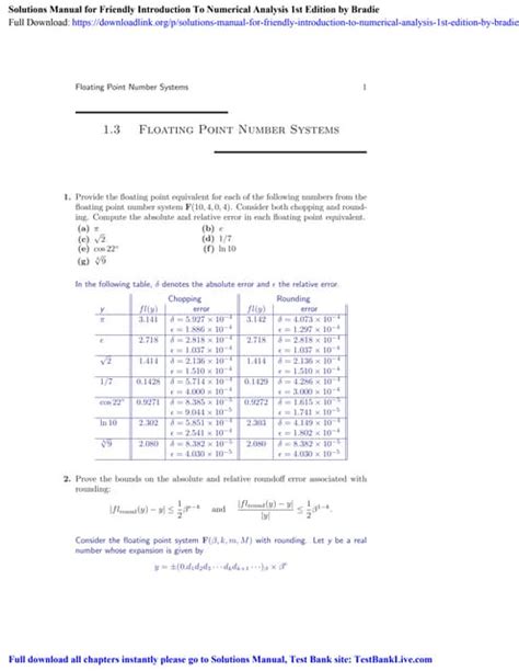 Solutions Manual For Friendly Introduction To Numerical Analysis 1st