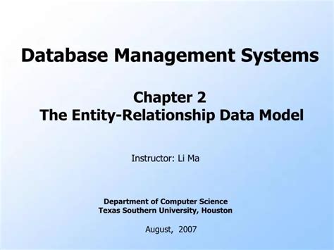 Ppt Database Management Systems Chapter 2 The Entity Relationship