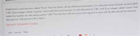 solved implement a void function called erase that has