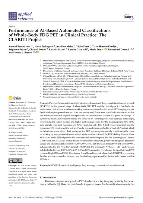 pdf performance of ai based automated classifications of whole body