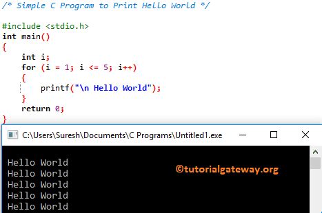 C Program To Print Hello World