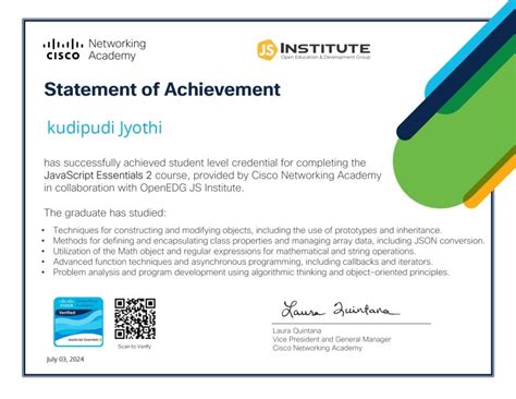 Jyothi Kudipudi On Linkedin Javascript Ciscocertification