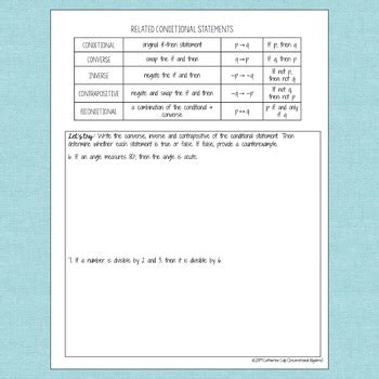 Conditional Statements Notes Practice By The Model Math Teacher