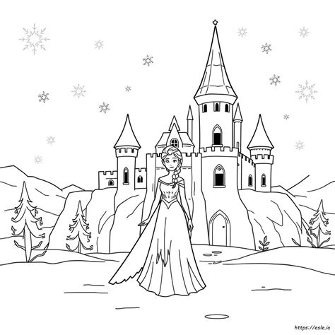 Elsa Castle Coloring