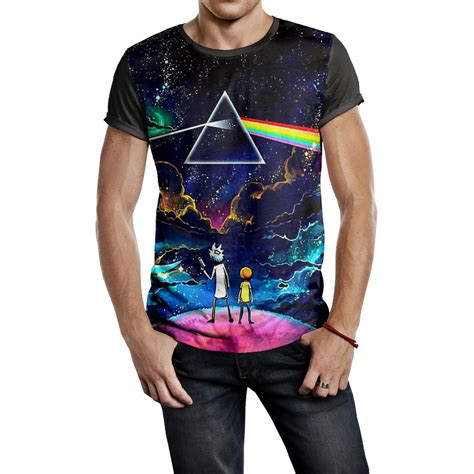 Camisa Geek Masculina Rick And Morty Camiseta Nerd Pink Floyd Rick E