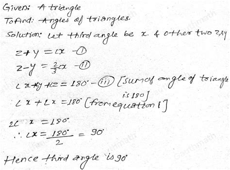 solved the sum of two interior angles of the triangle is equal to the