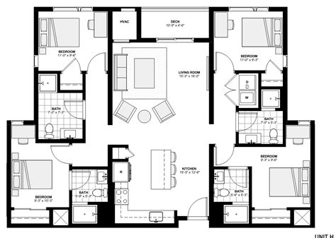 4 Bedroom Apartment Floor Plans