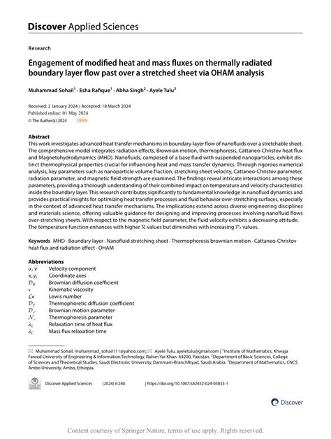 Pdf Engagement Of Modified Heat And Mass Fluxes On Thermally Radiated Boundary Layer Flow Past