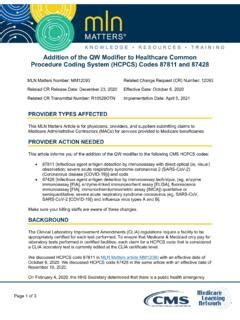 Addition Of The QW Modifier To Healthcare Common Addition Of The Qw Modifier To Healthcare