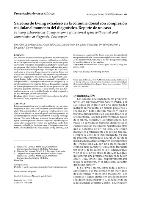 Pdf Primary Extra Osseous Ewing Sarcoma Of The Dorsal Spine With Spinal Cord Compression At
