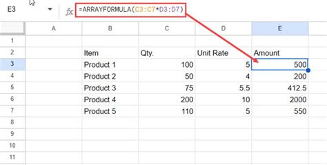 Google Sheets Array Formula Example And Usage