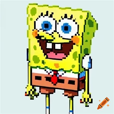 8 Bit Pixel Art Of Spongebob Squarepants With Exaggerated Expression On Craiyon