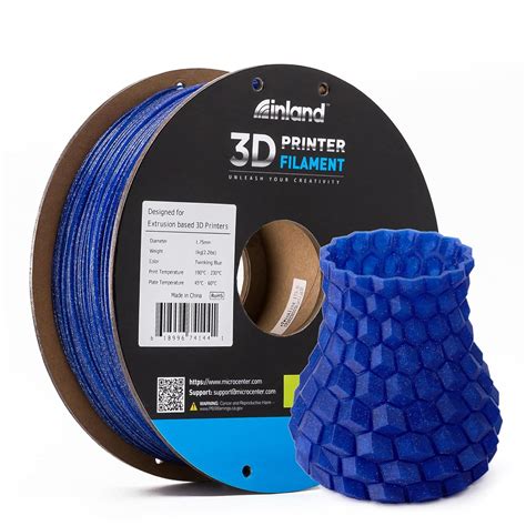 Brandclub Inland Micro Center Blue Glitter Pla 3d Printer Filament 1