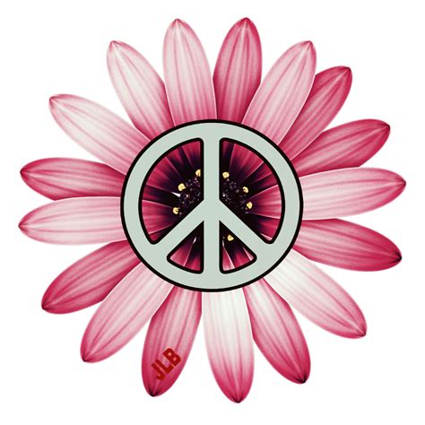Pink Flower With Peace Sign Art
