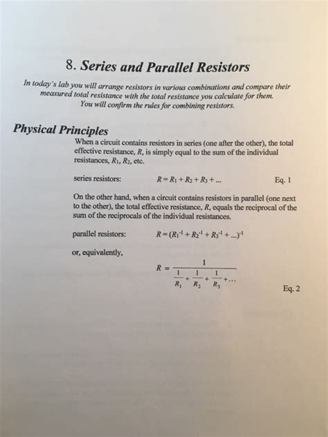 Solved Series And Parallel Resistors In Today S Lab You Chegg Com