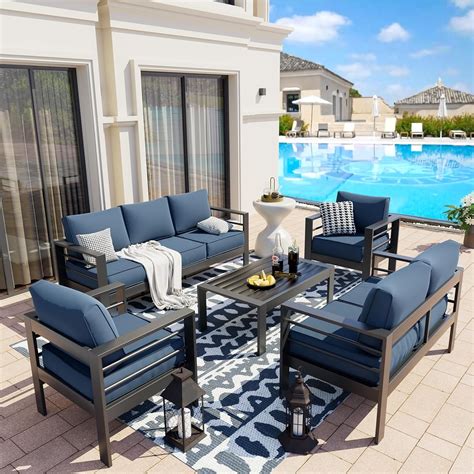 Udpatio Aluminum Patio Furniture Set Metal Patio Furniture Outdoor Couch Aluminum Patio Chairs