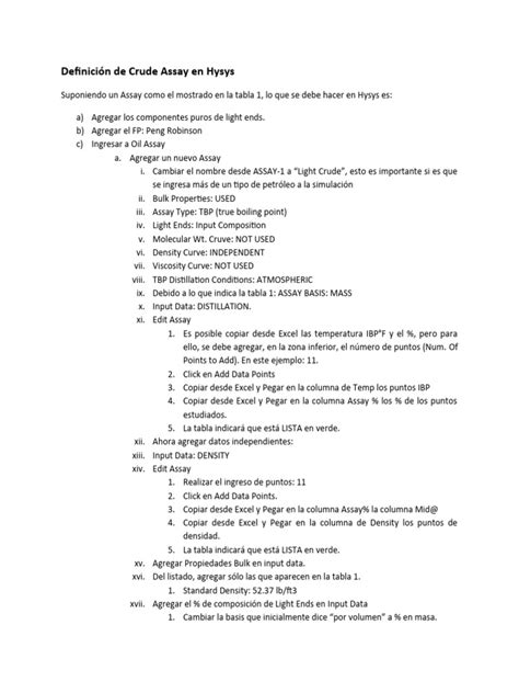Definición De Crude Assay En Hysys Pdf Líquidos Y Fundidos De