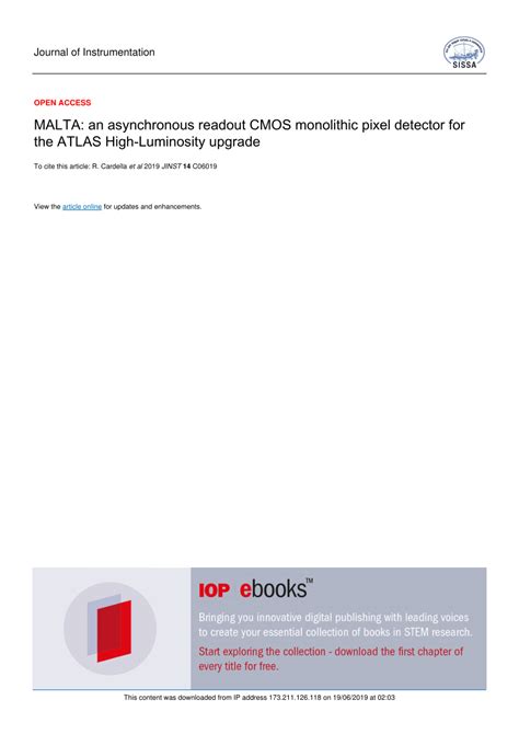 Pdf Malta An Asynchronous Readout Cmos Monolithic Pixel Detector For