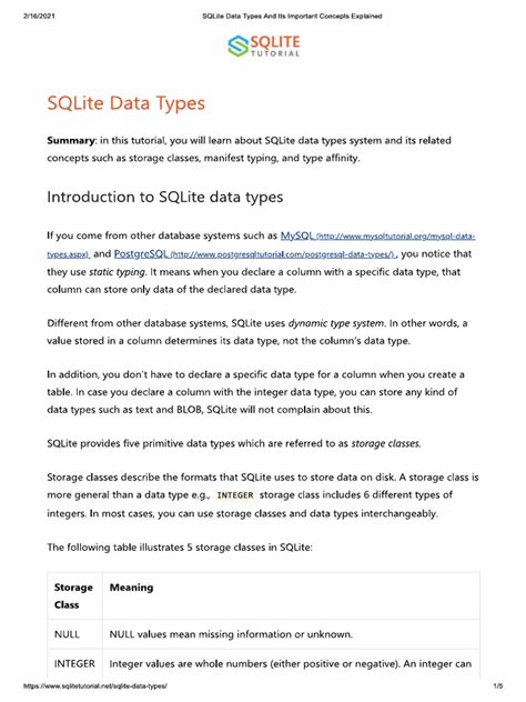 Sqlite Data Types Pdf