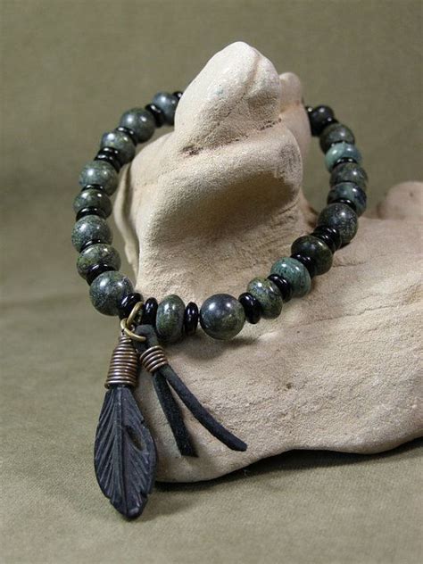 Mens Bracelet Mens Beaded Bracelet Green Door Stoneweardesigns Armband Voor Mannen Vintage