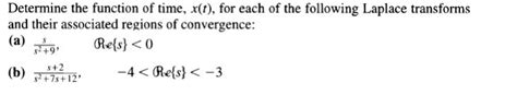 solved determine the function of time x t for each of the