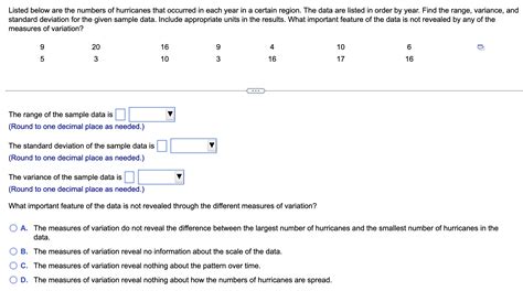 Solved Listed Below Are The Numbers Of Hurricanes That