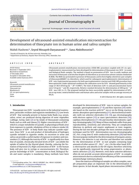 Pdf Development Of Ultrasound Assisted Emulsification Microextraction