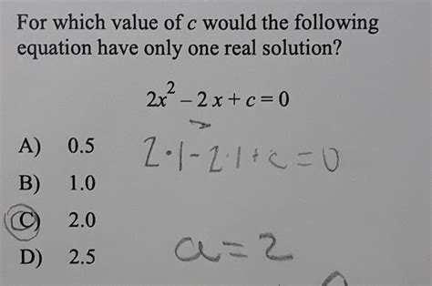 Solved For Which Value Of C Would The Following Equation Chegg