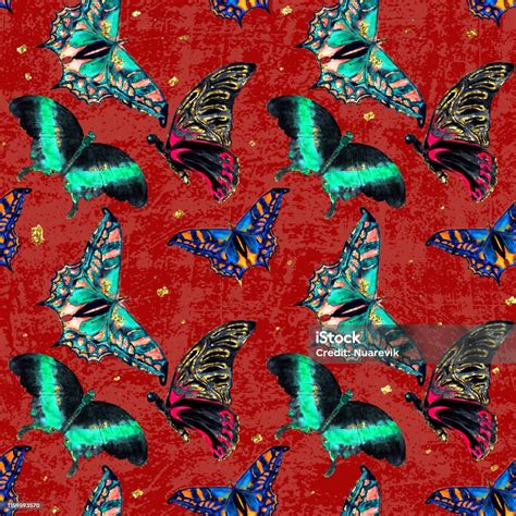 하와이 열대 정글 다채로운 수채화 손 그린 나비 원활한 패턴 0명에 대한 스톡 벡터 아트 및 기타 이미지 0명 곤충 그런지 이미지 기법 Istock