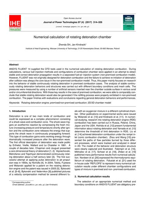 Numerical Calculation Of Rotating Detonation Chambe Pdf