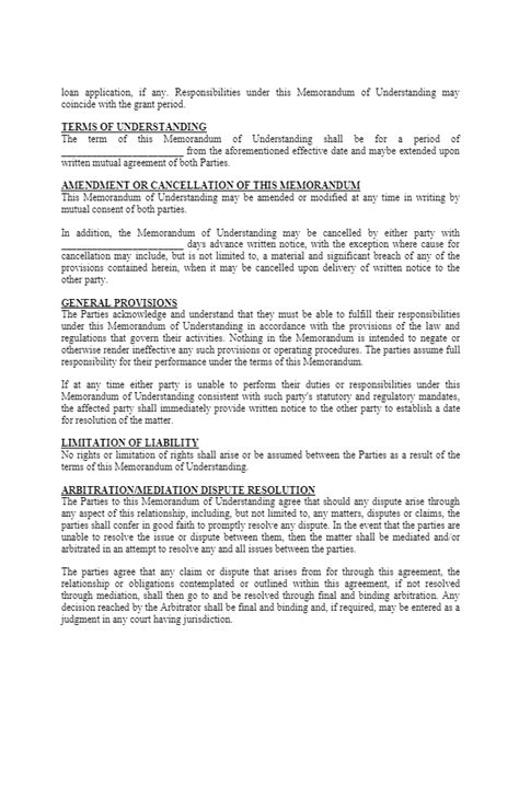 Memorandum Of Understanding Template Get Free Sample