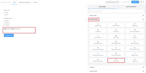 quiz score in fluent forms wp manage ninja